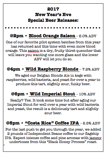 New Year’s Eve Beer Releases! | Southern Appalachian Brewery