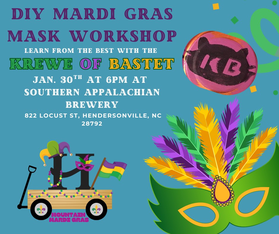 DIY Mardi Gras Mask Workshop (6pm) | Southern Appalachian Brewery